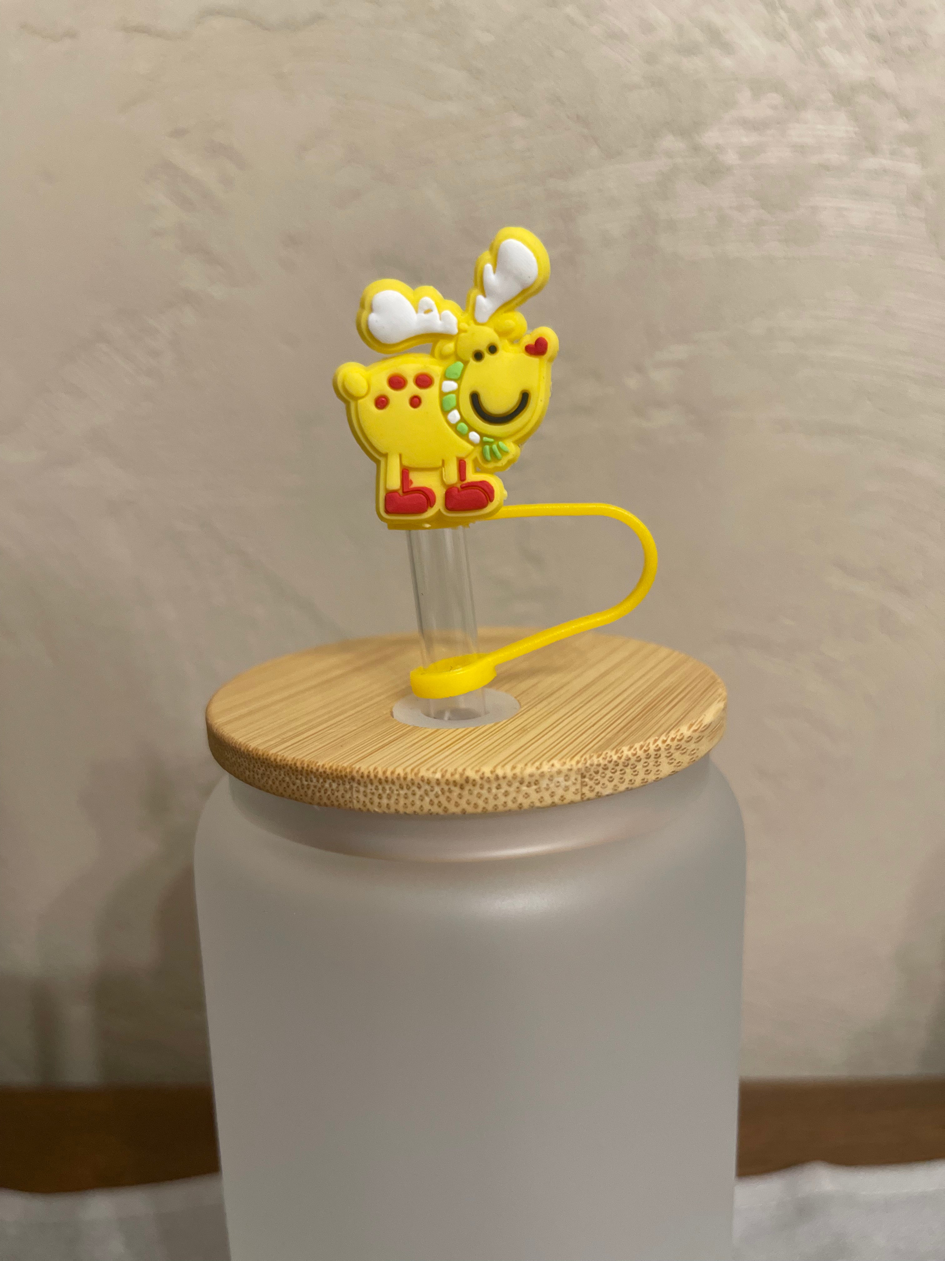 Yellow Reindeer Straw Topper – Unique Darling Creations